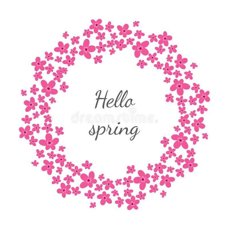 Floral Frame with Cherry Blossom with Text `Hello Spring Stock ...