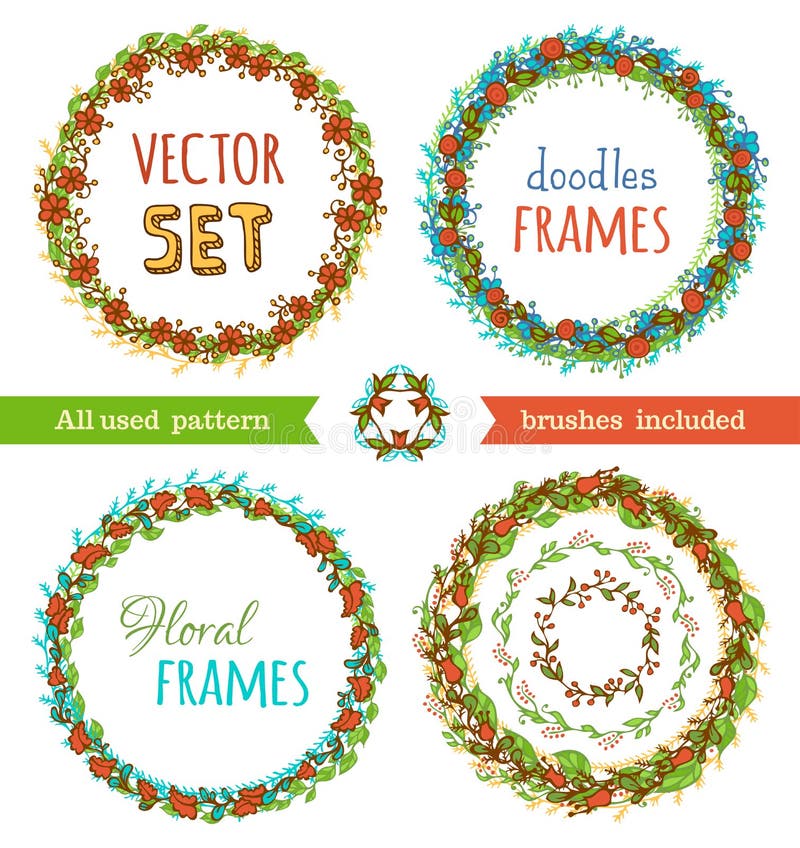 Floral Frame Collection. Vector Set. Stock Vector - Illustration of ...