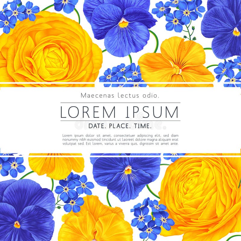 Square Postcard with Watercolor Flowers Stock Vector - Illustration of ...