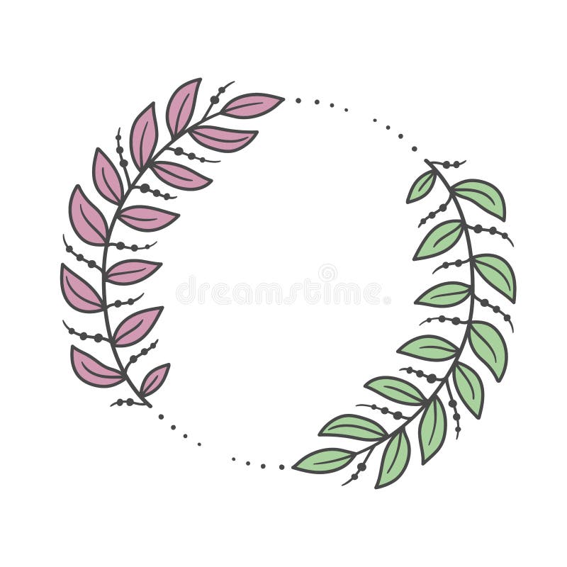 Floral Frame Decorative Wreath Doodle Line Vector Stock Vector ...