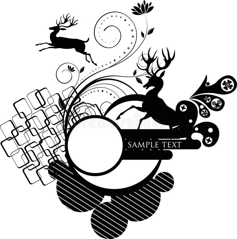 Floral frame with deer stock vector. Illustration of animal - 6318627