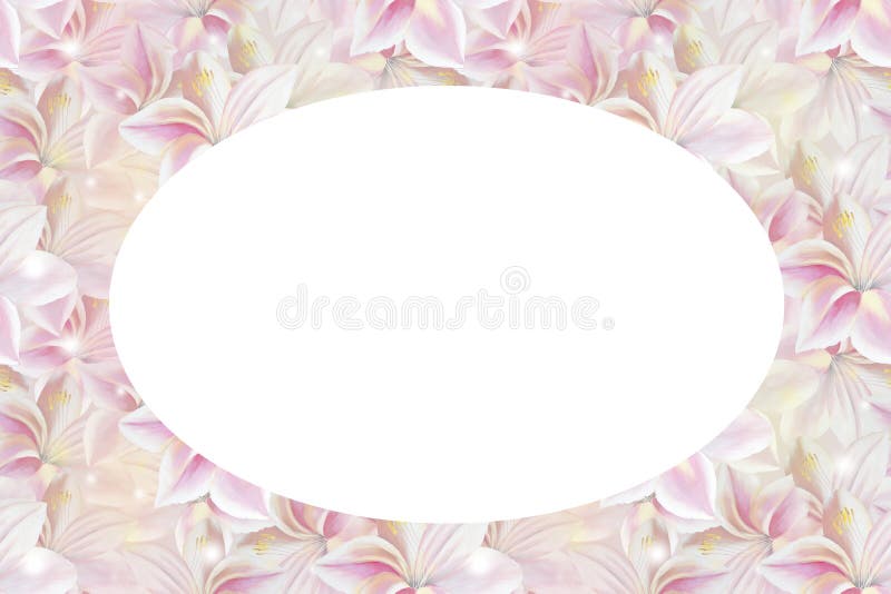 Floral Frame with Delicate Pink Lilies Stock Image - Image of spring ...