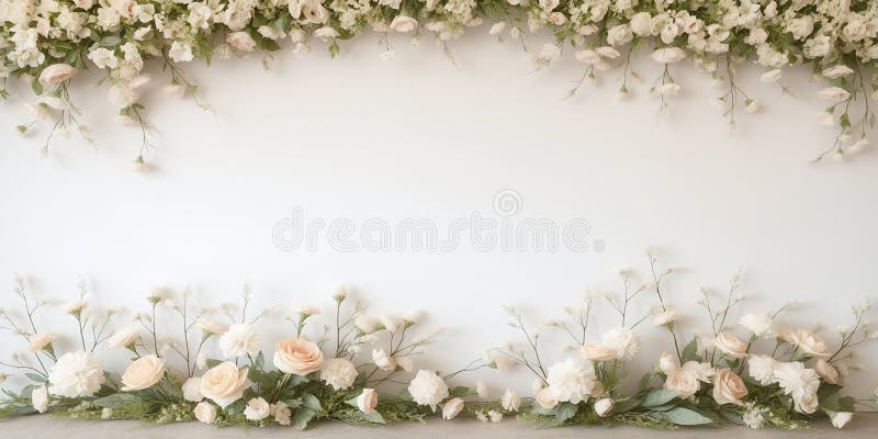 Floral Frame with Delicate White and Peach Flowers Stock Illustration ...