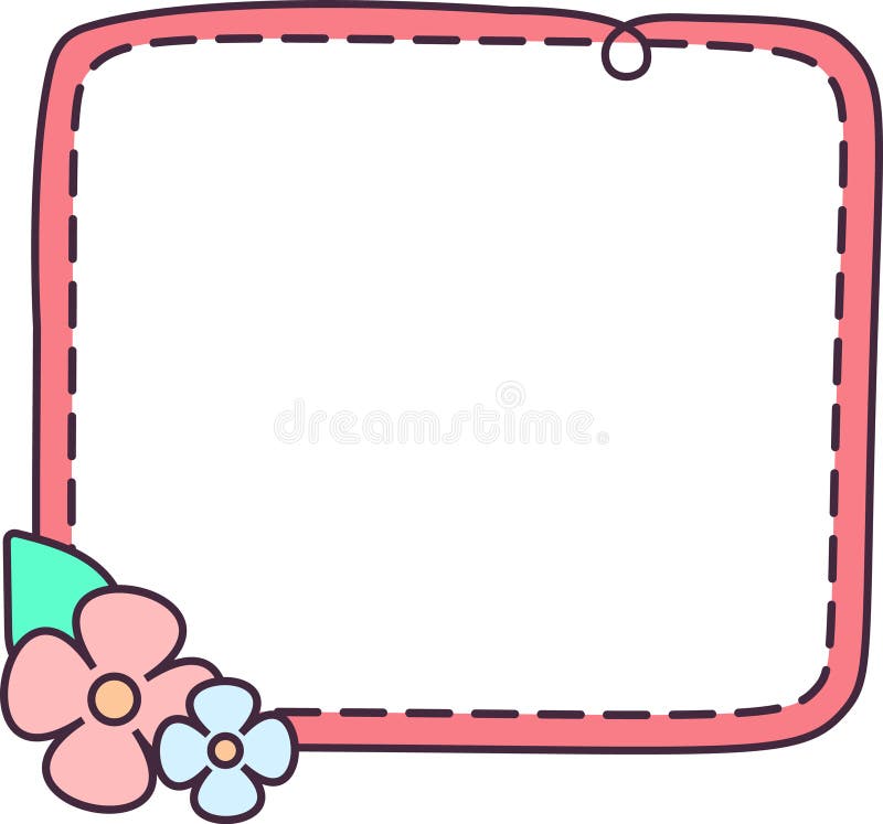 Floral Frame with Dotted Border Stock Vector - Illustration of playful ...