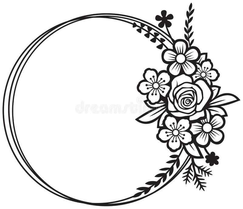 Floral Frame Flower Circle Vector Stock Vector - Illustration of ...