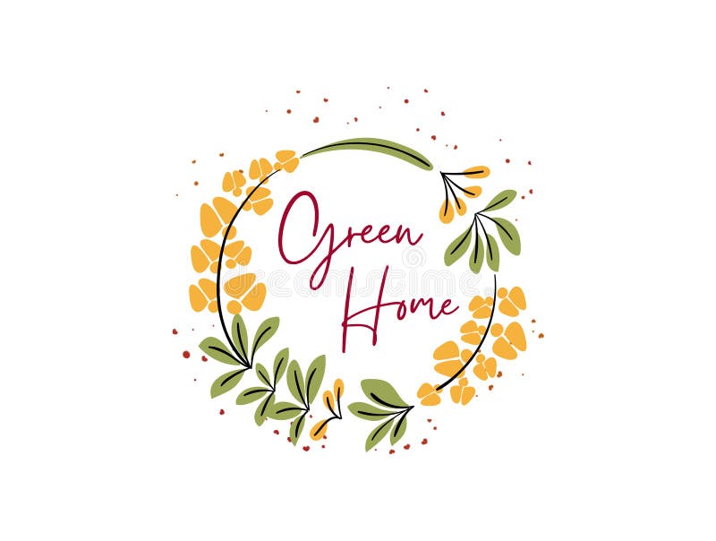 Floral Frame with Flowers and Leaves Logo Design Stock Vector ...