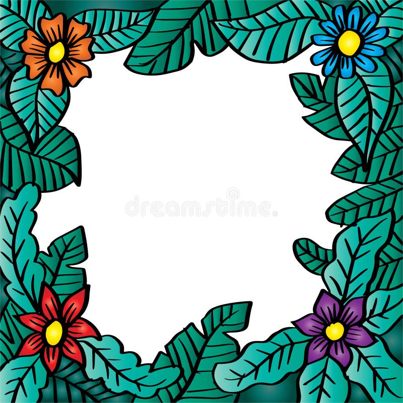 Floral Frame Hand Drawing Illustration. Stock Illustration ...