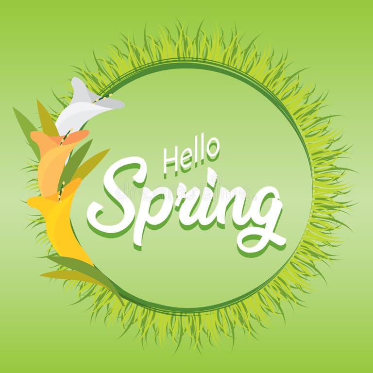 Floral Frame. Hello Spring Text Stock Vector - Illustration of template ...