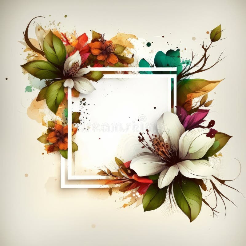 Floral Frame. Illustration AI Generative Stock Illustration ...
