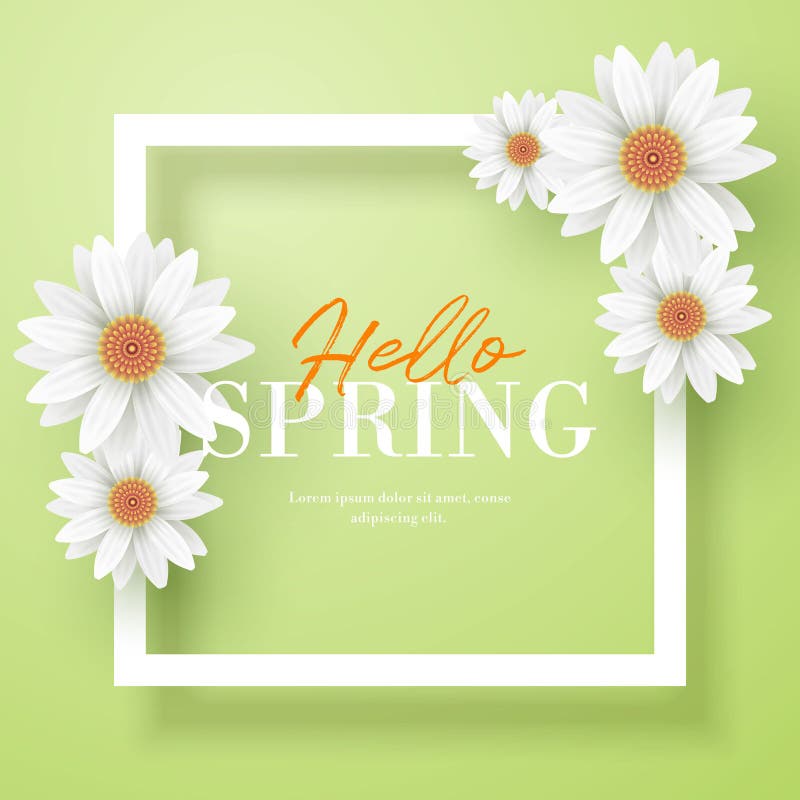 Hello Spring Flower Frame Vector Template Stock Vector - Illustration ...