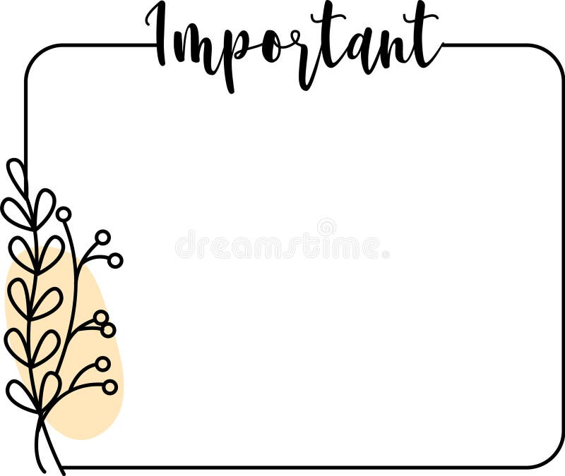 Floral Frame Important Note Stock Illustration - Illustration of ...