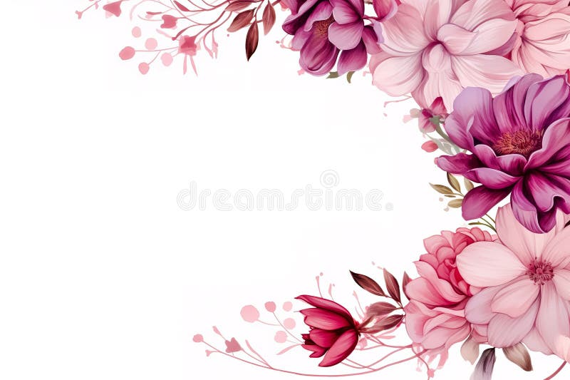 Floral Frame for Invitation Cards and Graphics with Empty Space for ...