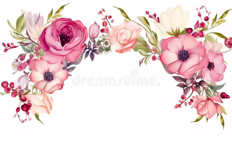 Floral Frame for Invitation Cards and Graphics with Empty Space for ...