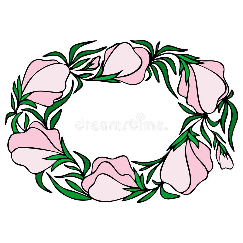 Floral Frame of Large Pink Flower Buds on a White Background, Border ...