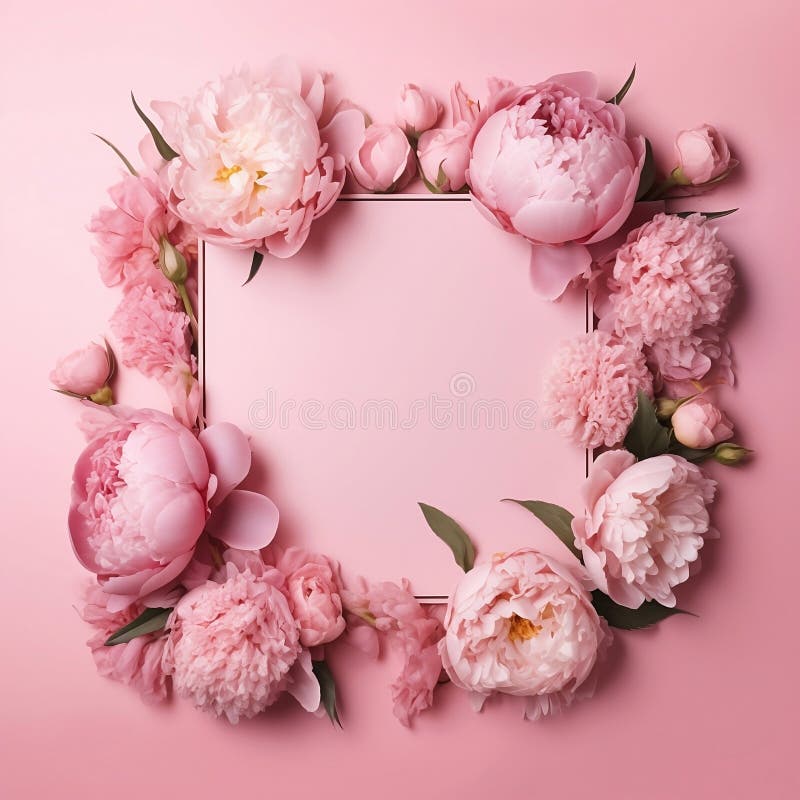 Floral Frame Layout with Pink Background Stock Illustration ...