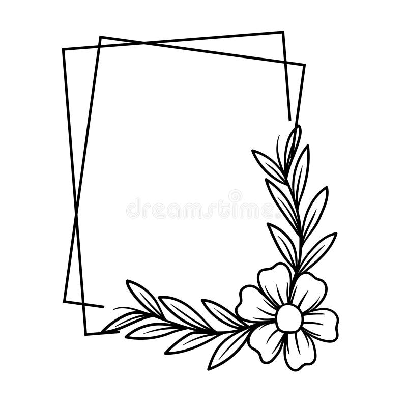 Floral Frame Line Art Illustration Template Vector Design Stock Vector ...