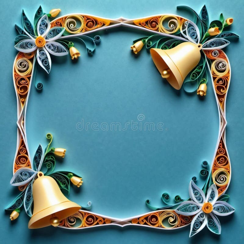 Decorative Floral Frame Featuring Yellow Bells and Intricate Quilling ...