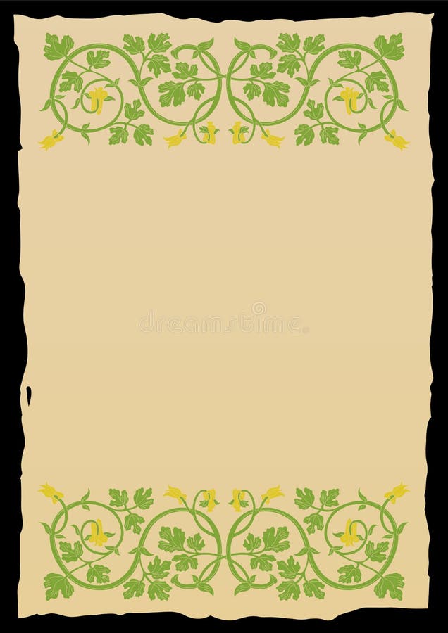 Floral Frame in Medieval Style. Vector Template Stock Vector ...