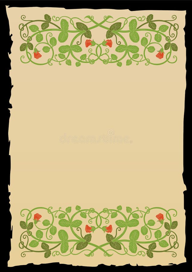 Floral Frame in Medieval Style. Vector Template Stock Illustration ...