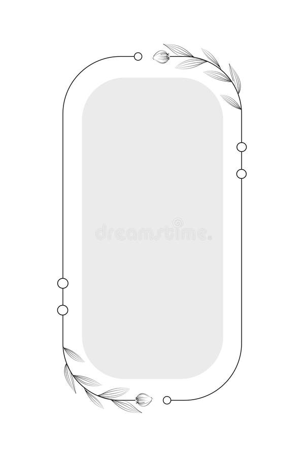 Floral Frame with Modern Line Art Border. Vector Illustration Stock ...