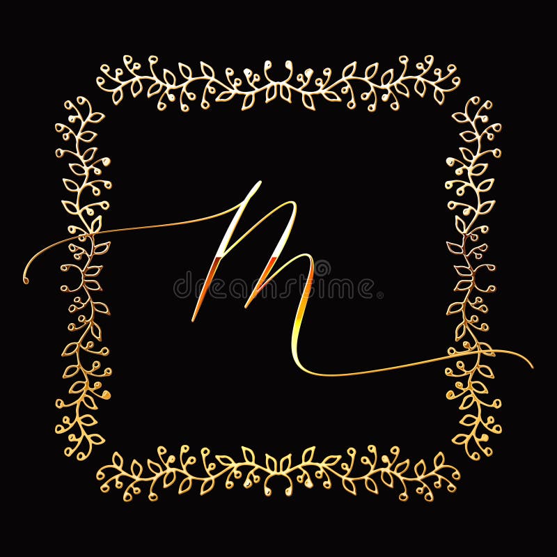 Floral Frame or Monogram Hand Drawn Element. Doodle Branches Border ...