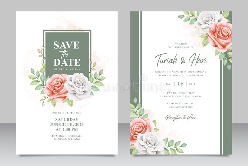 Floral Frame Multi Purpose Wedding Invitation Card Set Template Stock ...