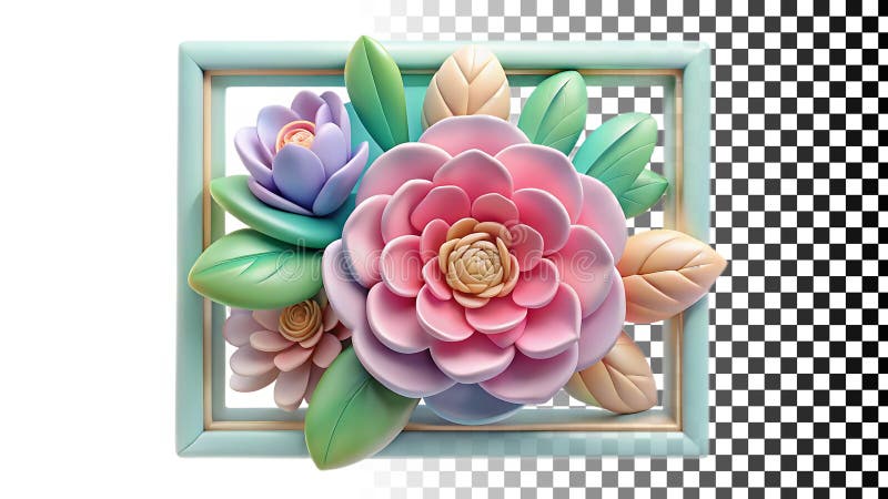 Floral Frame with Pink Flowers, Square Border, Delicate Flower Frame ...