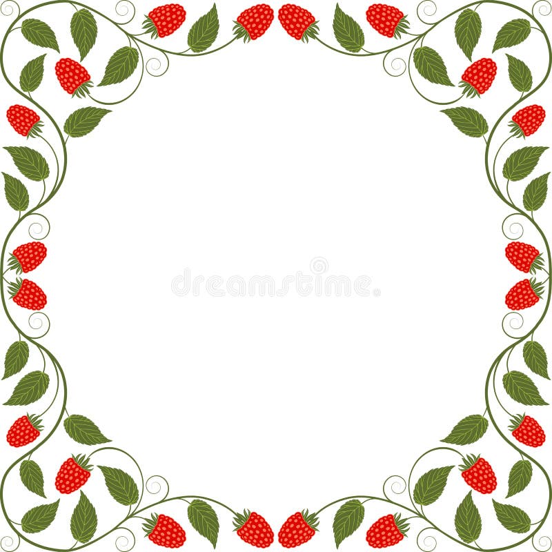 Floral Frame with Raspberry Stock Vector - Illustration of floral, drop ...