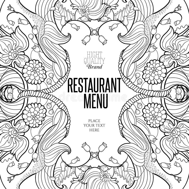 Floral Frame for Restaurant Menu Stock Vector - Illustration of elegant ...