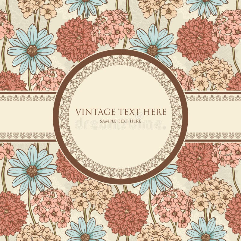 Floral Frame in Retro Style Stock Vector - Illustration of greeting ...