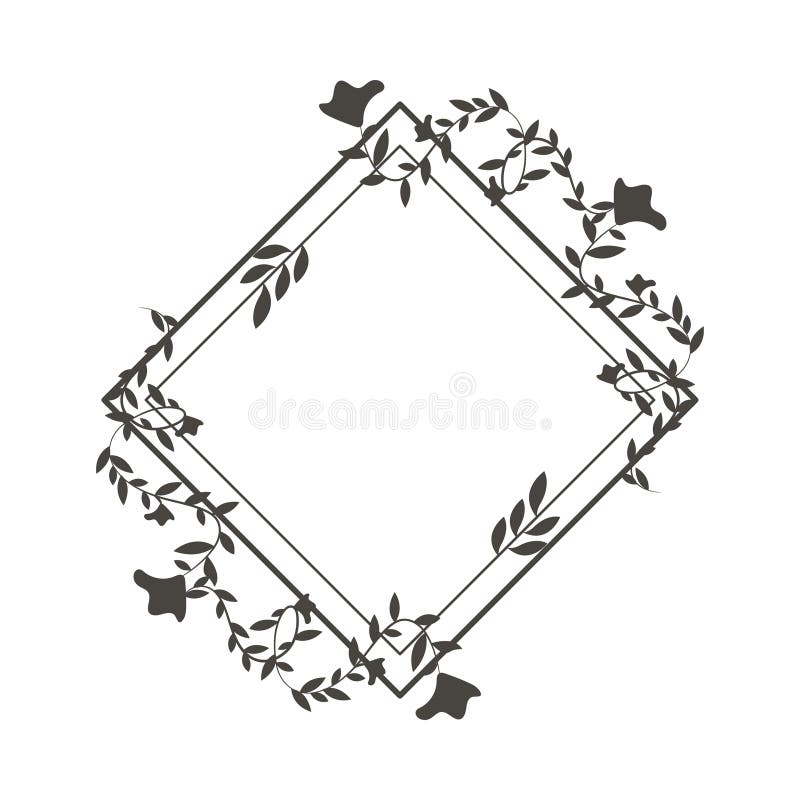 Floral Frame Rhombus Design Stock Vector - Illustration of shape, line ...
