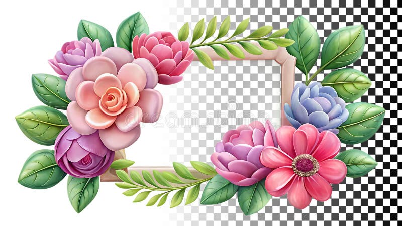 Floral Frame with Roses, Decorative Botanical Border Png Transparent ...