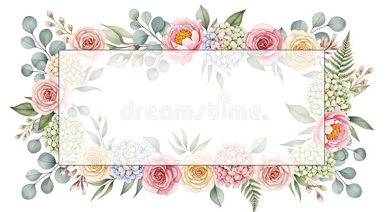 Floral Frame Hydrangeas Stock Illustrations – 1,713 Floral Frame ...