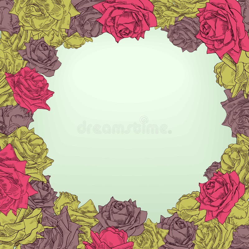 Floral frame with roses stock vector. Illustration of gardens - 32791049
