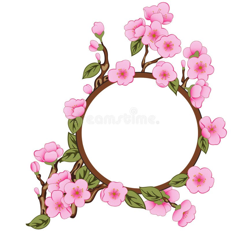 Floral Frame with Sakura stock vector. Illustration of romantic - 54469209