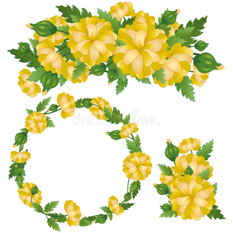 A Wreath of Yellow Roses. Heart-shaped Frame Stock Illustration ...
