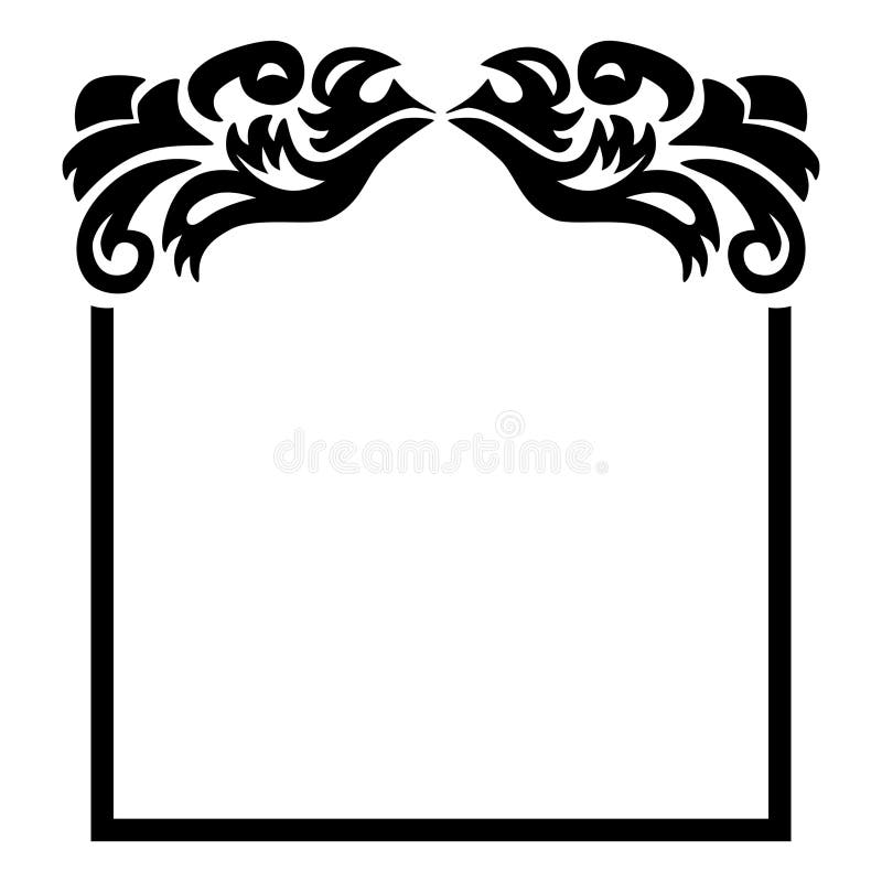 Black Floral Frame Simple Vector at White Background Stock Illustration ...