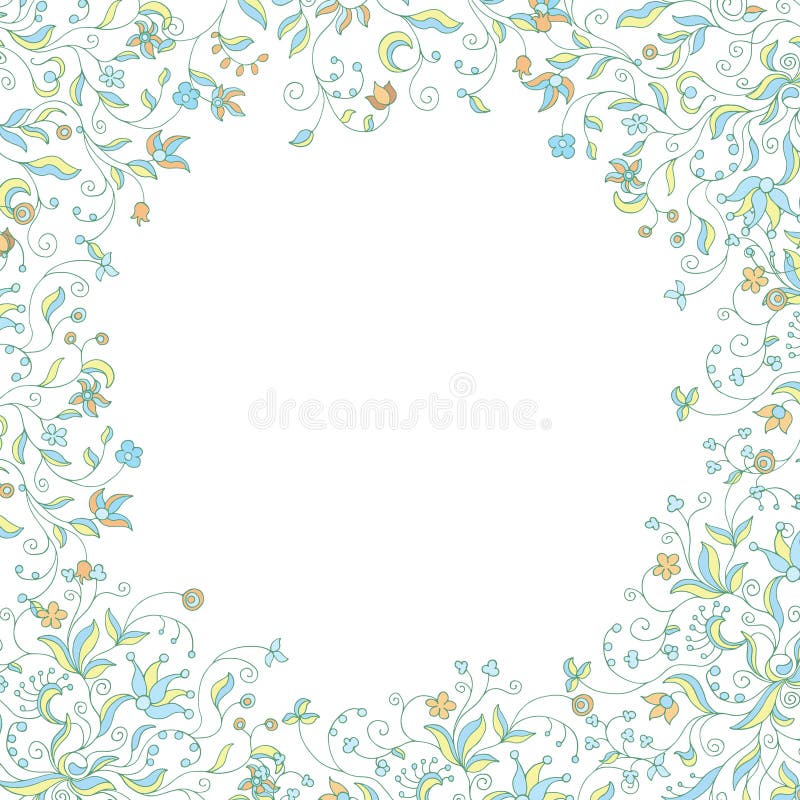 Floral frame soft colors stock illustration. Illustration of frame ...