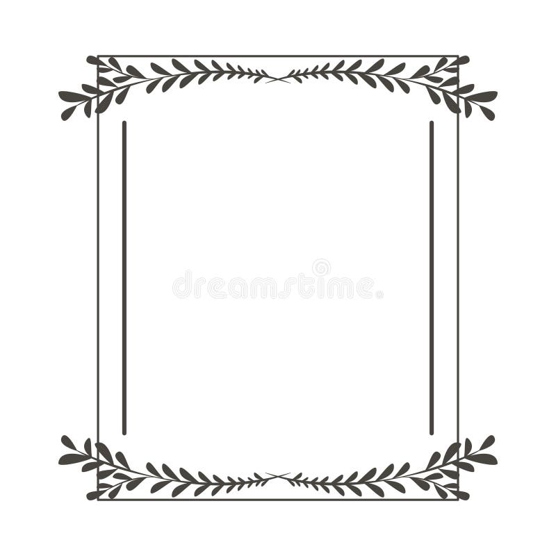 Floral Frame Square with Leaf Stock Vector - Illustration of blossom ...