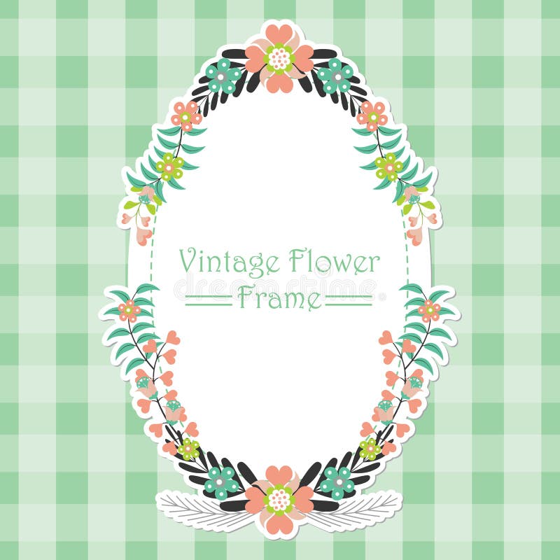 Frame Vector Design Template with Flowers Wreath on Green Background ...