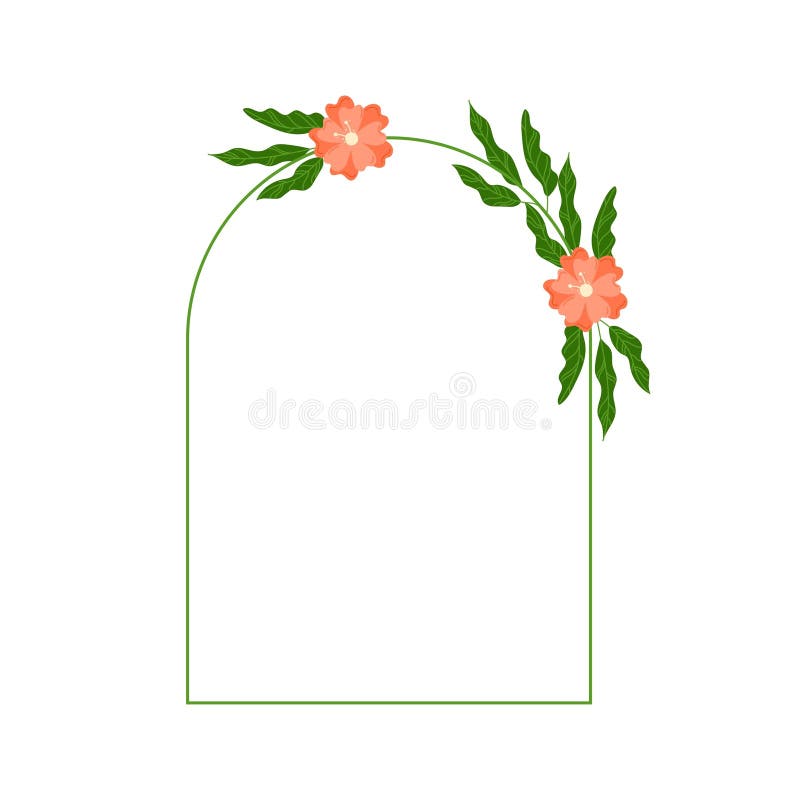Floral Frame Vector Isolated Illustration. Arch Shaped Decorative ...