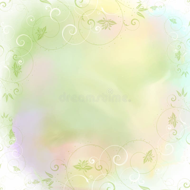 Floral Frame on Watercolor Background Stock Vector - Illustration of ...