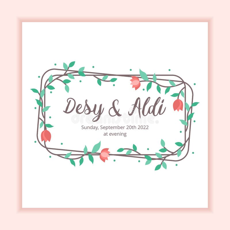Floral Frame Wedding Invitation Card Template Stock Illustration ...