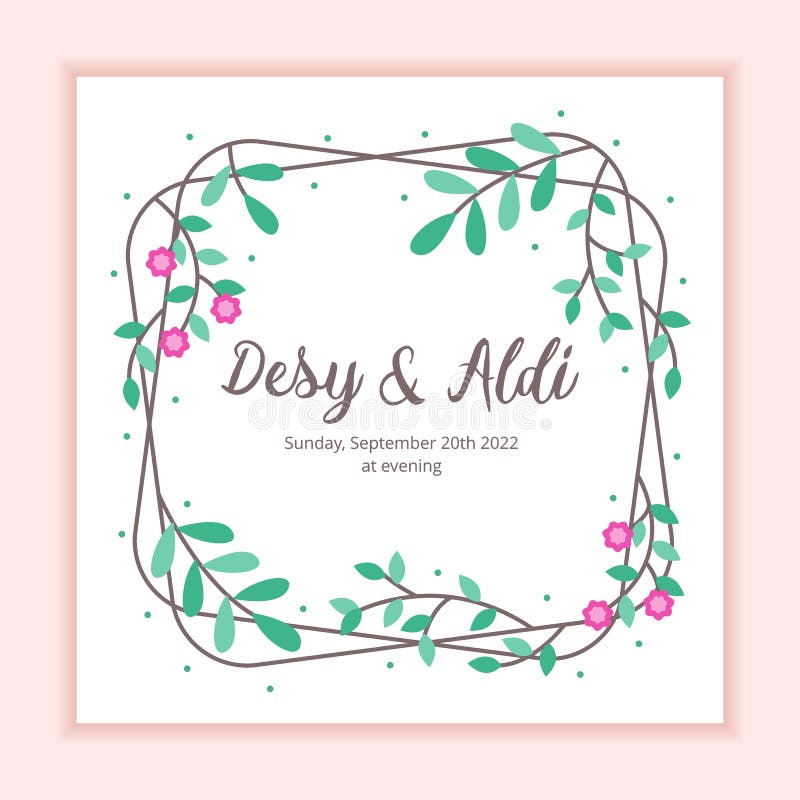 Floral Frame Wedding Invitation Card Template Stock Illustration ...
