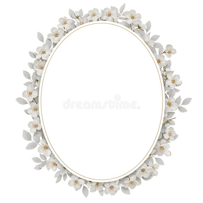 Elegant Oval Floral Frame White Flowers Spring Design Template Card ...