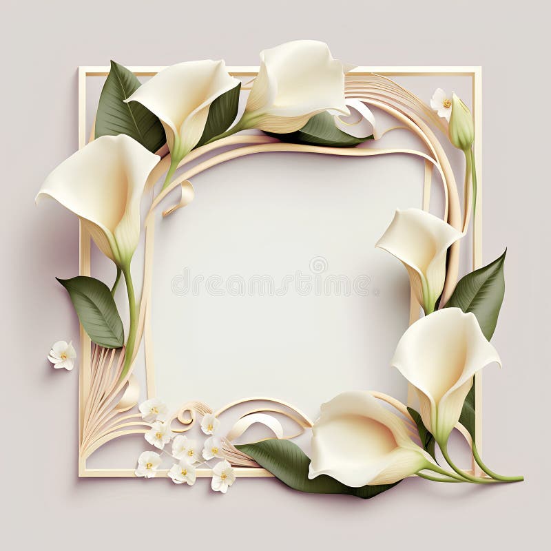 Floral Frame with White Calla Lily Flowers on Pastel Background. Vector ...