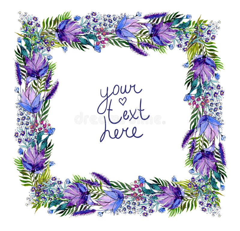 Floral Frame with Wildflowers Stock Vector - Illustration of border ...