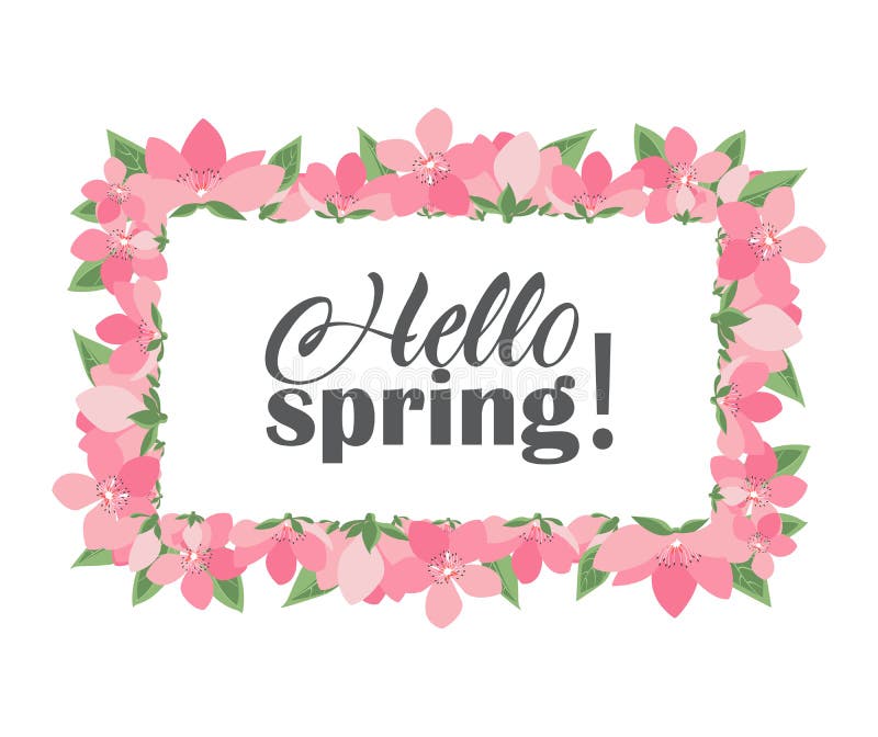 Floral frames Hello spring stock vector. Illustration of frame - 139624195