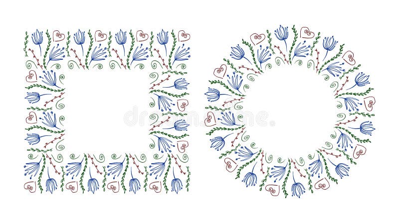 Floral Frames Line Graphic Set. Frames Decorated Flowers Stock Vector ...