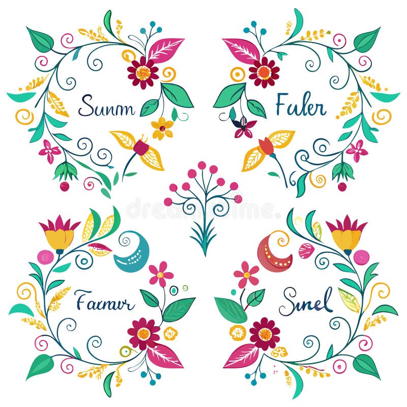 Floral Frames with Names, Colorful Flower Borders, Decorative Botanical ...